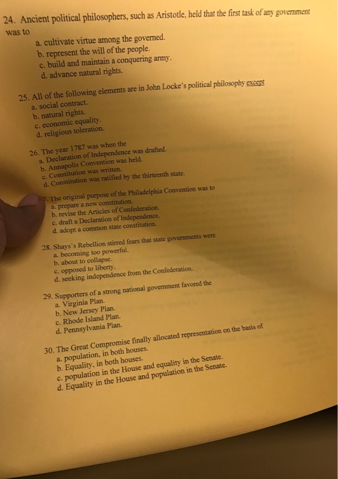 24. Ancient political philosophers, such as | Chegg.com