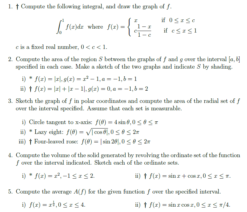 Solved 1. † Compute the following integral, and draw the | Chegg.com