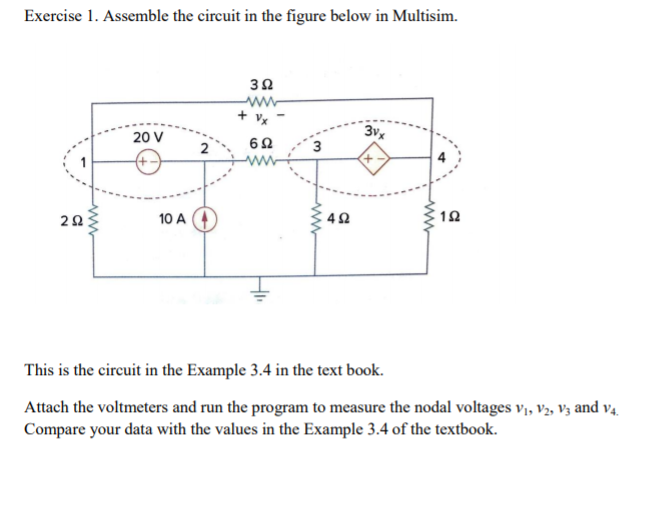 Solved use Multisim to find nodal voltages and mesh currents | Chegg.com