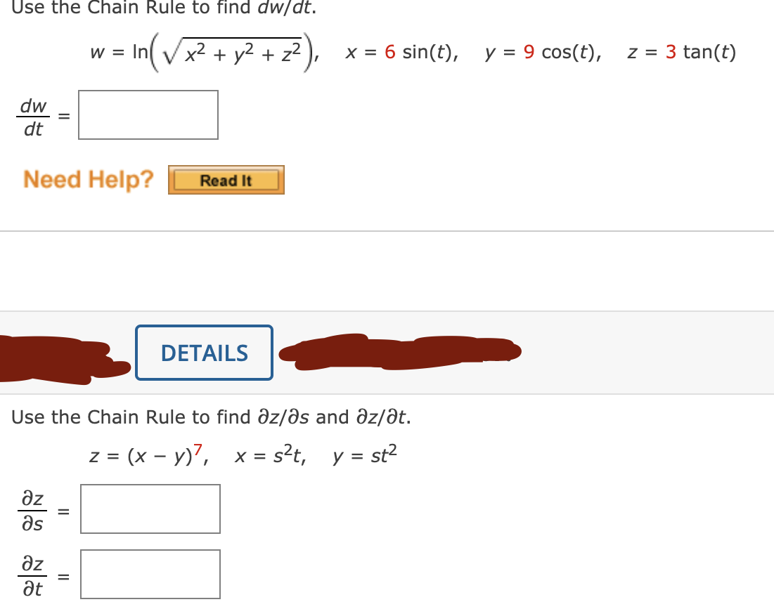 Solved Use the Chain Rule to find dw/dt. | Chegg.com