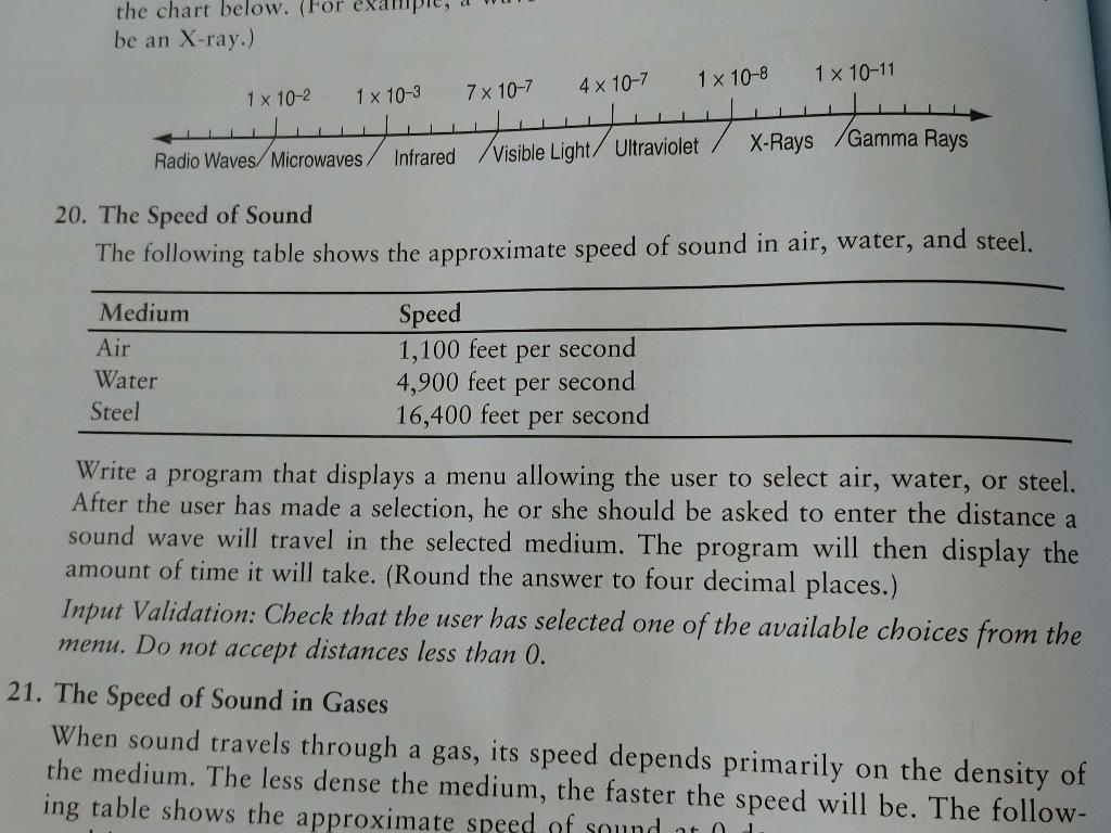 Solved be an X-ray.) 20. The Speed of Sound The following | Chegg.com
