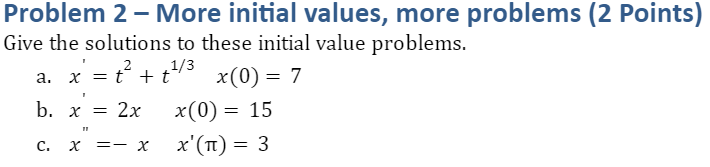 Problem 2 - More initial values, more problems (2 | Chegg.com
