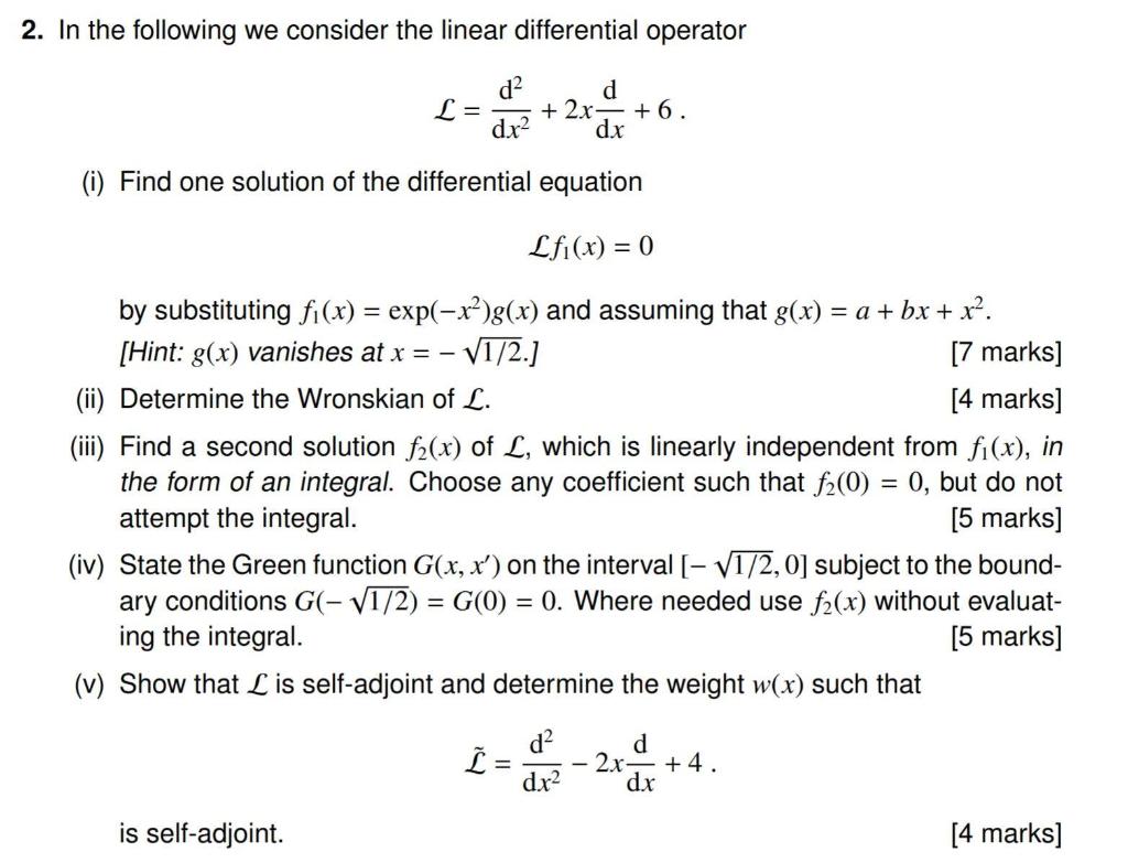 2. In the following we consider the linear | Chegg.com