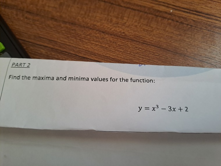 Solved Find the maxima and minima values for the function: | Chegg.com