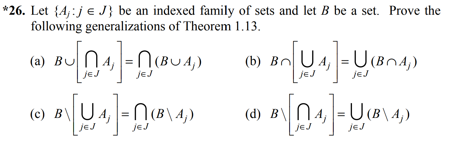 Solved *26. Let {Aj:j∈J} be an indexed family of sets and | Chegg.com