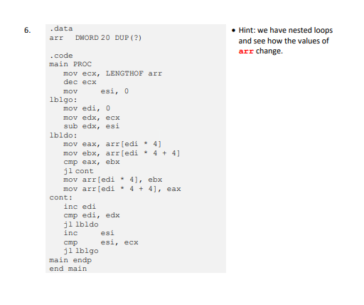 Explain what each of the following assembly codes | Chegg.com