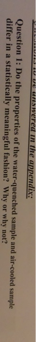 Solved Question 1: Do the properties of the water-quenched | Chegg.com
