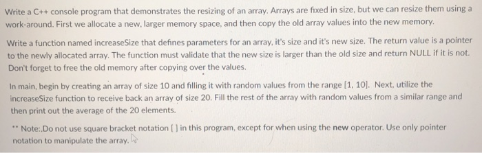 Solved Write C Console Program Demonstrates Resizing Array Arrays Fixed Size Resize Using 0805