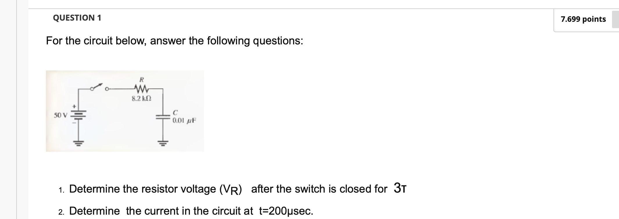 Solved For the circuit below, answer the following | Chegg.com