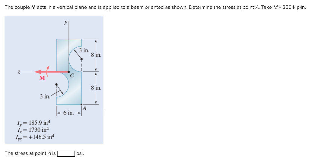 Solved The couple M acts in a vertical plane and is applied | Chegg.com