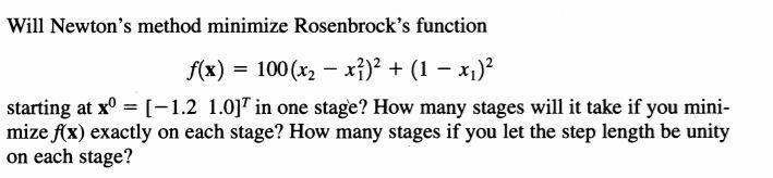 Solved Will Newton's method minimize Rosenbrock's function | Chegg.com