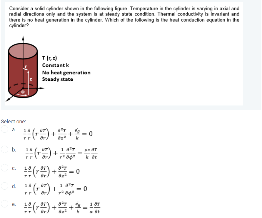 Solved Consider a solid cylinder shown in the following | Chegg.com