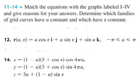 Solved 11-14 . Match the equations with the graphs labeled | Chegg.com