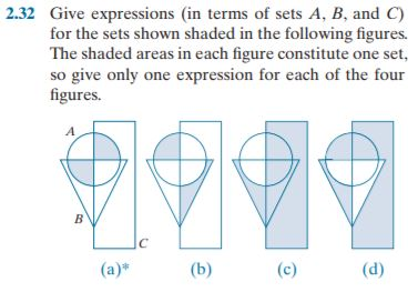 Solved 2.32 Give expressions in terms of sets A, B, and C) | Chegg.com