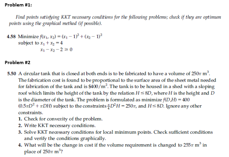 Solved Problem #1: Find points satisfying KKT necessary | Chegg.com