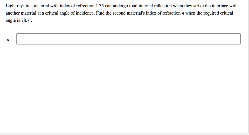 Solved Light rays in a material with index of refrection | Chegg.com