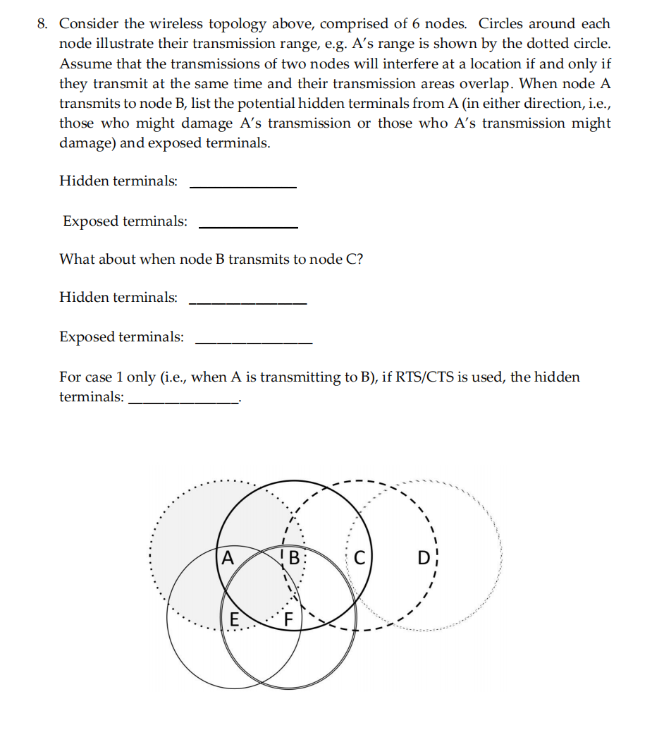 Solved 8. Consider the wireless topology above, comprised of | Chegg.com