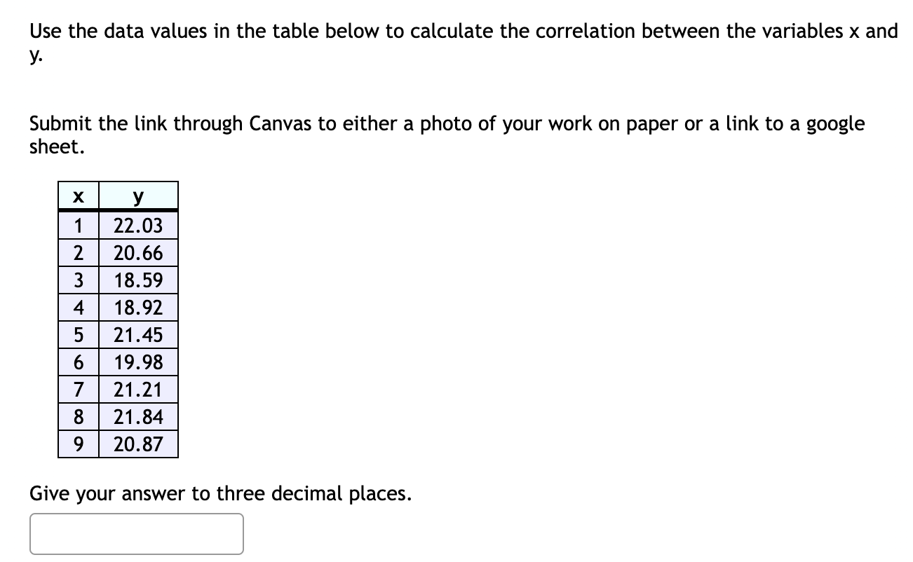 Solved Use the data values in the table below to calculate | Chegg.com