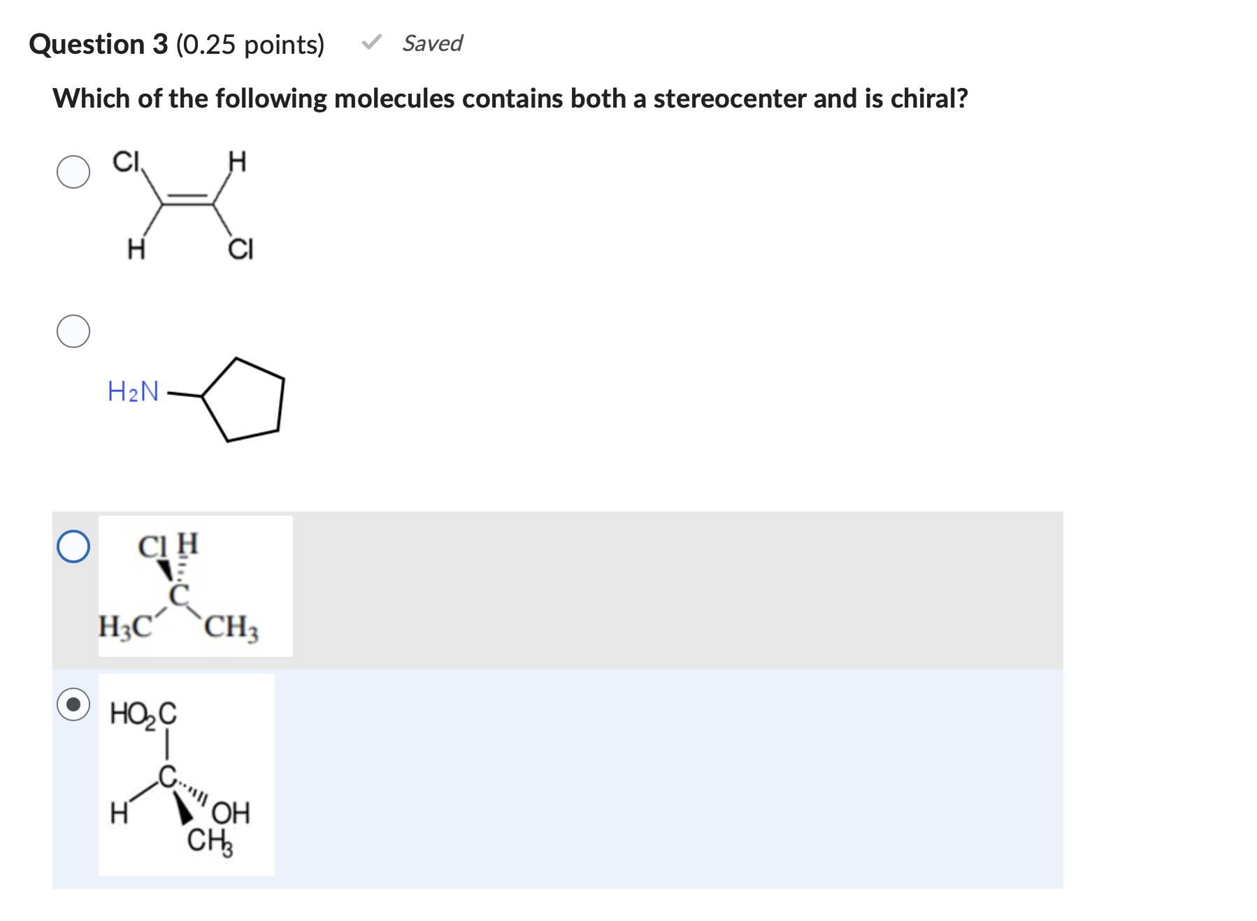 Solved Which of the following molecules contains both a | Chegg.com