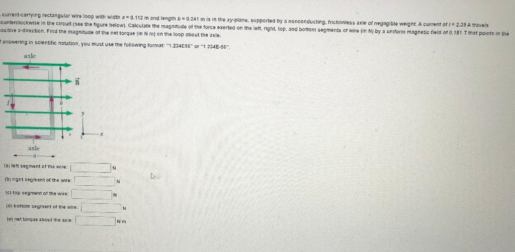 Solved -current-carrying rectangular wire loop with width a | Chegg.com