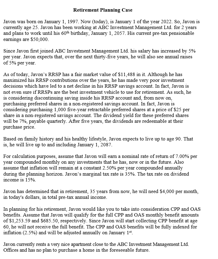 Q. What is the present value at age 65 of Javon’s old | Chegg.com