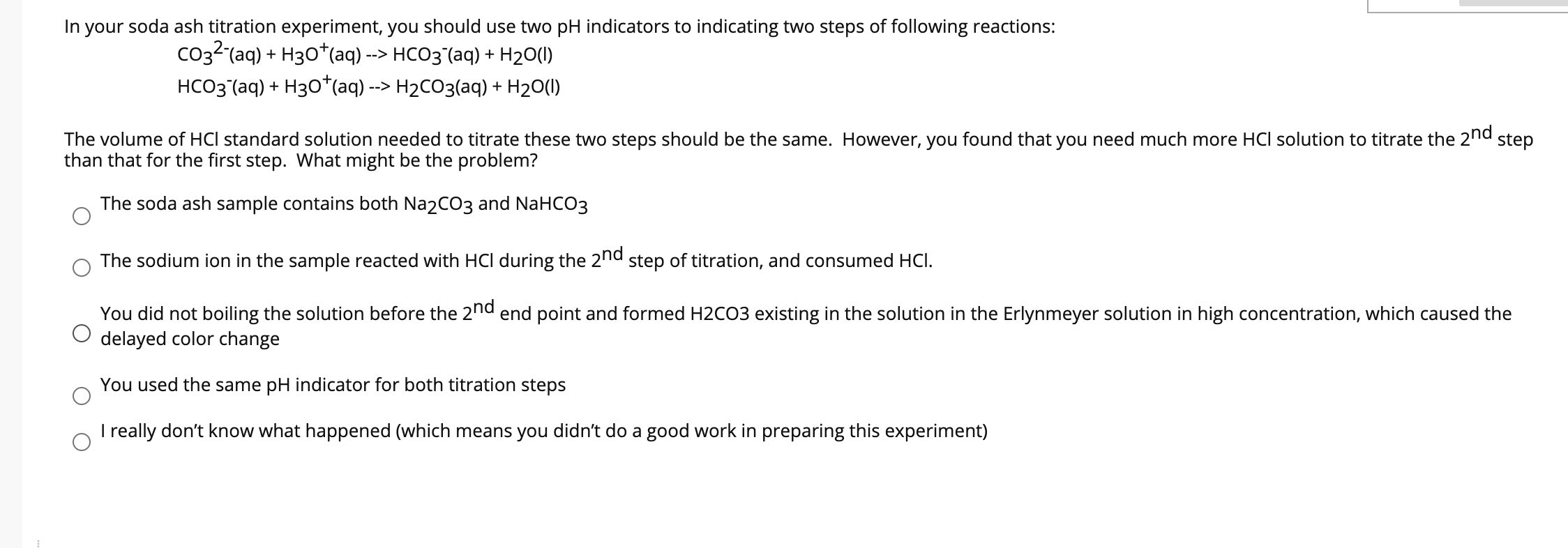 Solved In your soda ash titration experiment, you should use | Chegg.com