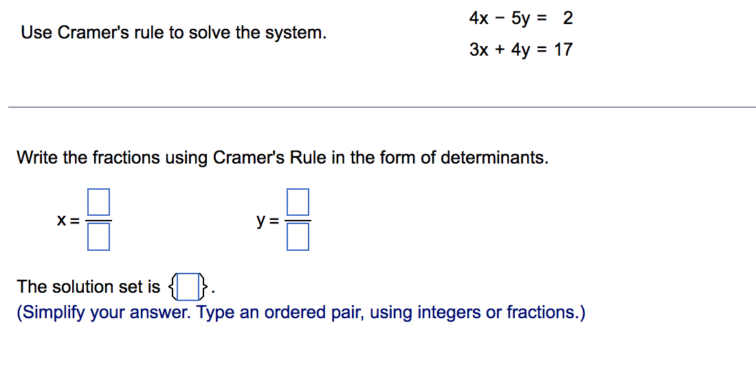 Solved Use Cramer's rule to solve the system. | Chegg.com