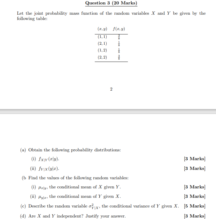 Solved Let the joint probability mass function of the random | Chegg.com