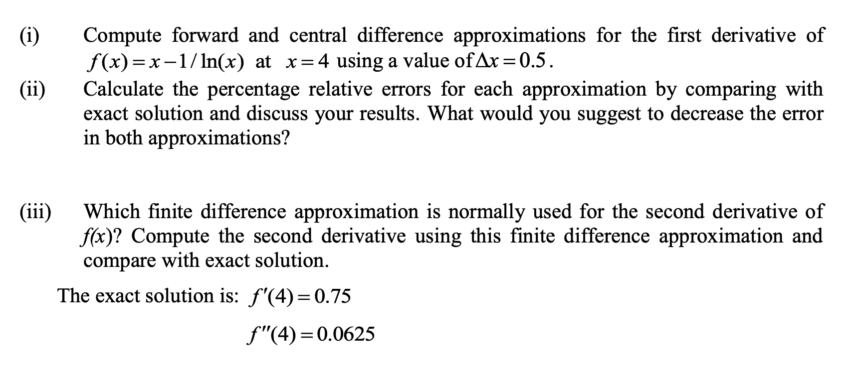 Solved I Compute Forward And Central Difference