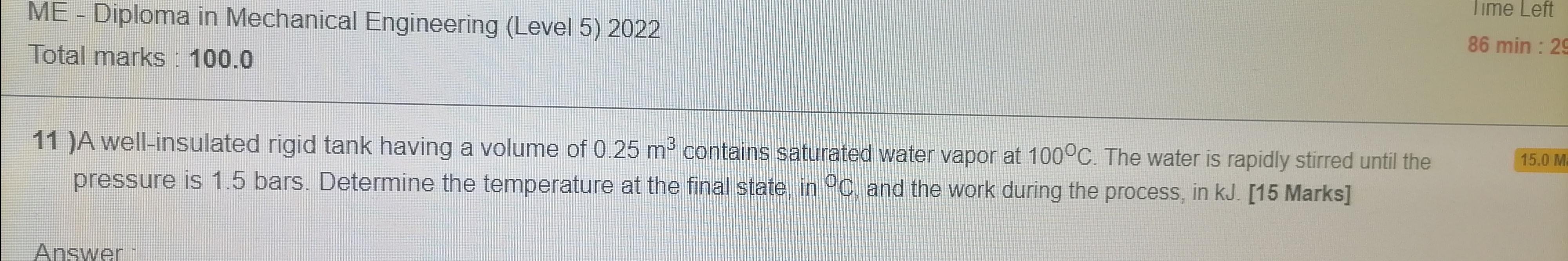 Solved 11 ) A well-insulated rigid tank having a volume of | Chegg.com