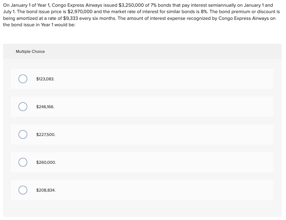 Solved On January 1 of Year 1 , Congo Express Airways issued | Chegg.com
