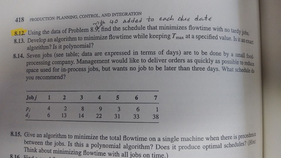 This questions are taken from Production: planning | Chegg.com