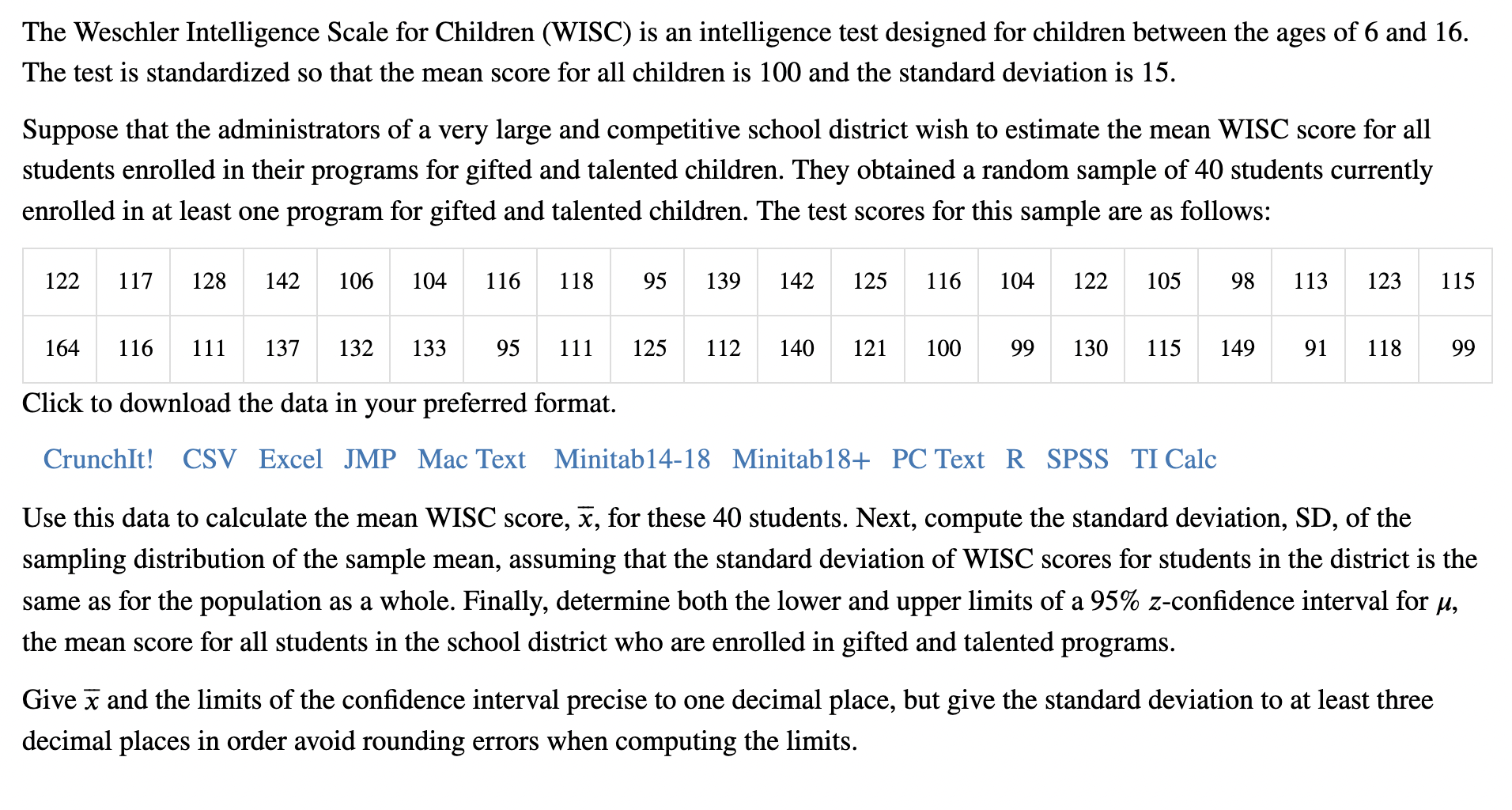 Solved The Weschler Intelligence Scale for Children (WISC) | Chegg.com