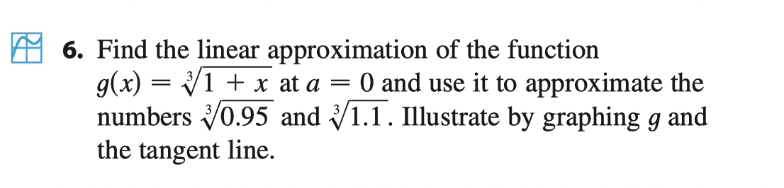 Solved Find the linear approximation of the function g(x) = | Chegg.com