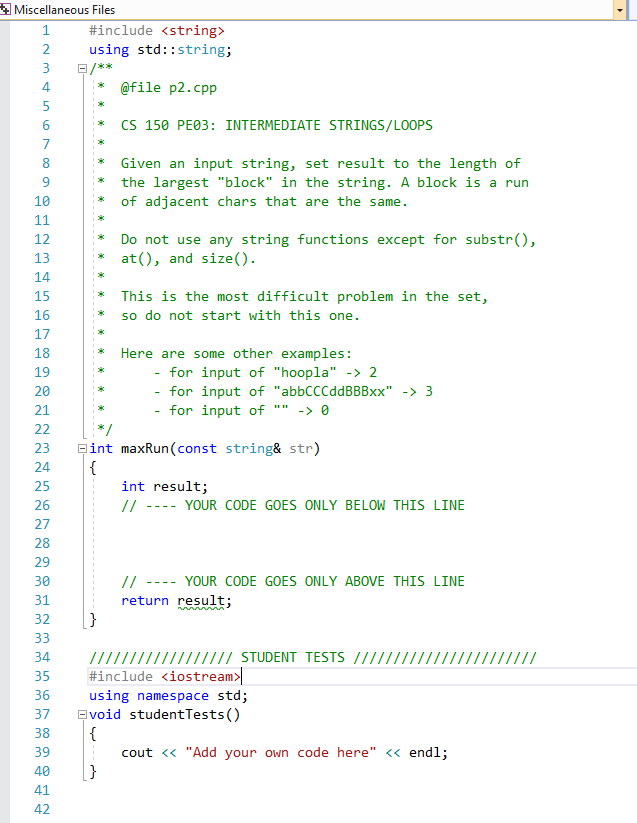Solved Miscellaneous Files #include using std::string; * | Chegg.com