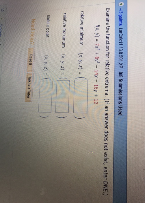 Solved -13 points LarCalc11 13.8.501.XP. 0/5 Submissions | Chegg.com Solved -13 points LarCalc11 13.8.501.XP. 0/5 Submissions | Chegg.com