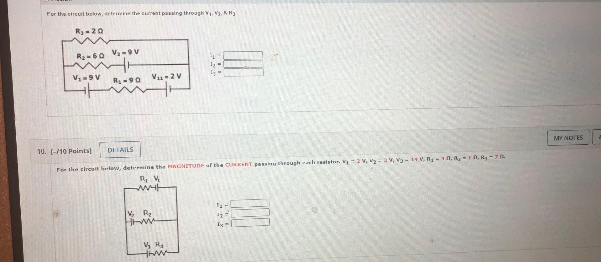 Solved For the circuit below, determine the current passing | Chegg.com