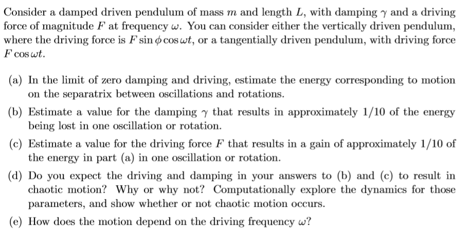 Consider a damped driven pendulum of mass m and | Chegg.com