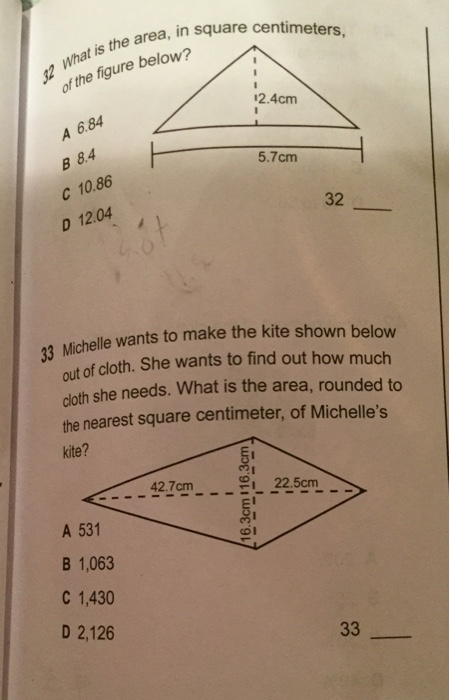 Solved What is the area, in square centimeters, of the | Chegg.com