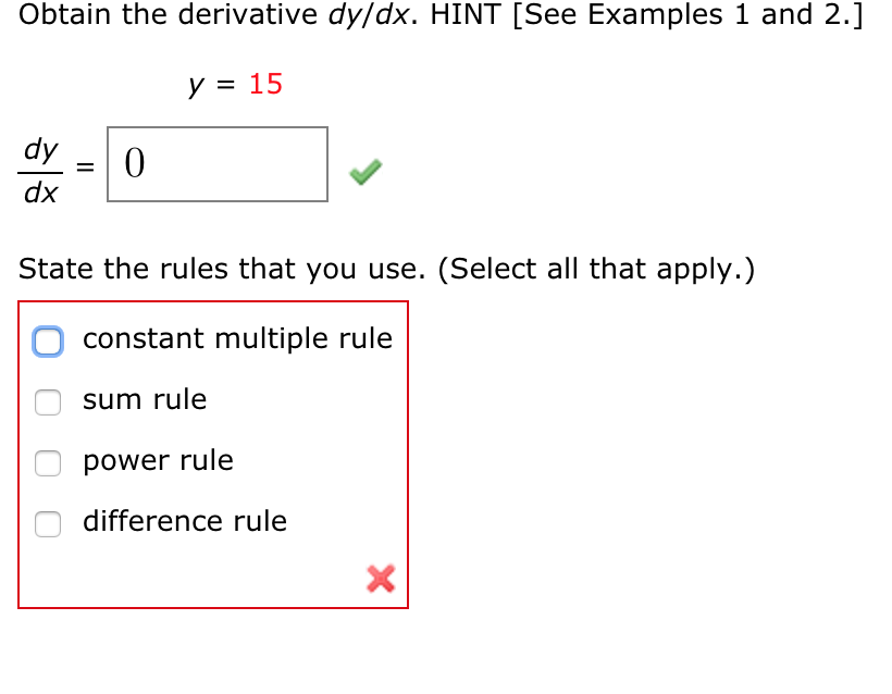 Solved Obtain the derivative dy/dx. HINT [See Examples 1 and | Chegg.com
