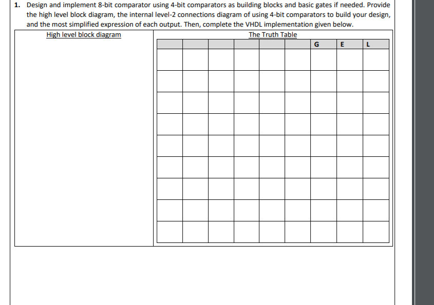 Solved 1. Design and implement 8-bit comparator using 4-bit | Chegg.com ...