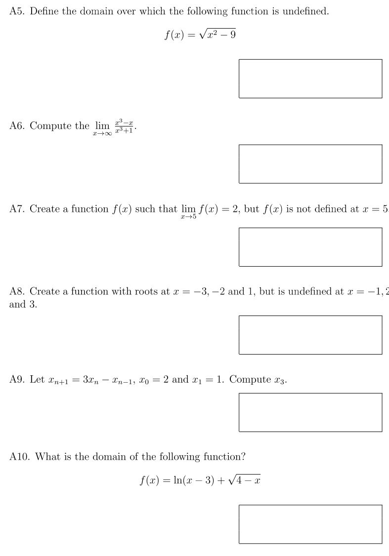 Solved A5. Define the domain over which the following | Chegg.com