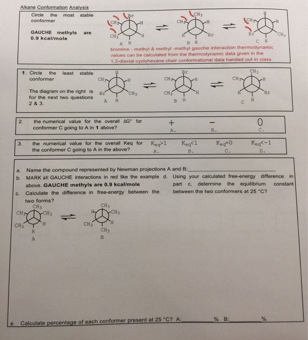 Solved Alkane Conformation Analysis CH3 Circle the most | Chegg.com
