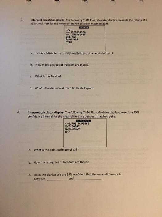 Solved 210 Statistics Inferences on 2 Means-Paired | Chegg.com