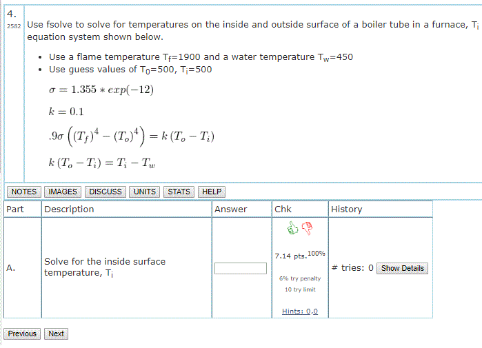 Use fsolve to solve for temperatures on the inside | Chegg.com
