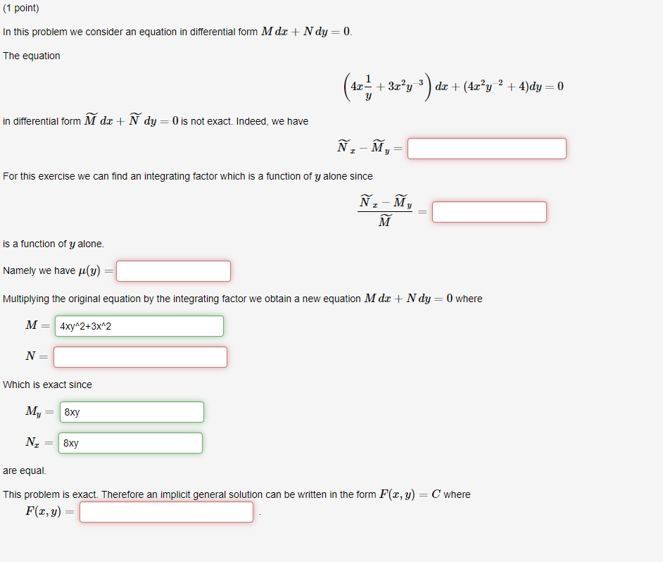 Solved (1 point) A first order linear equation in the form | Chegg.com
