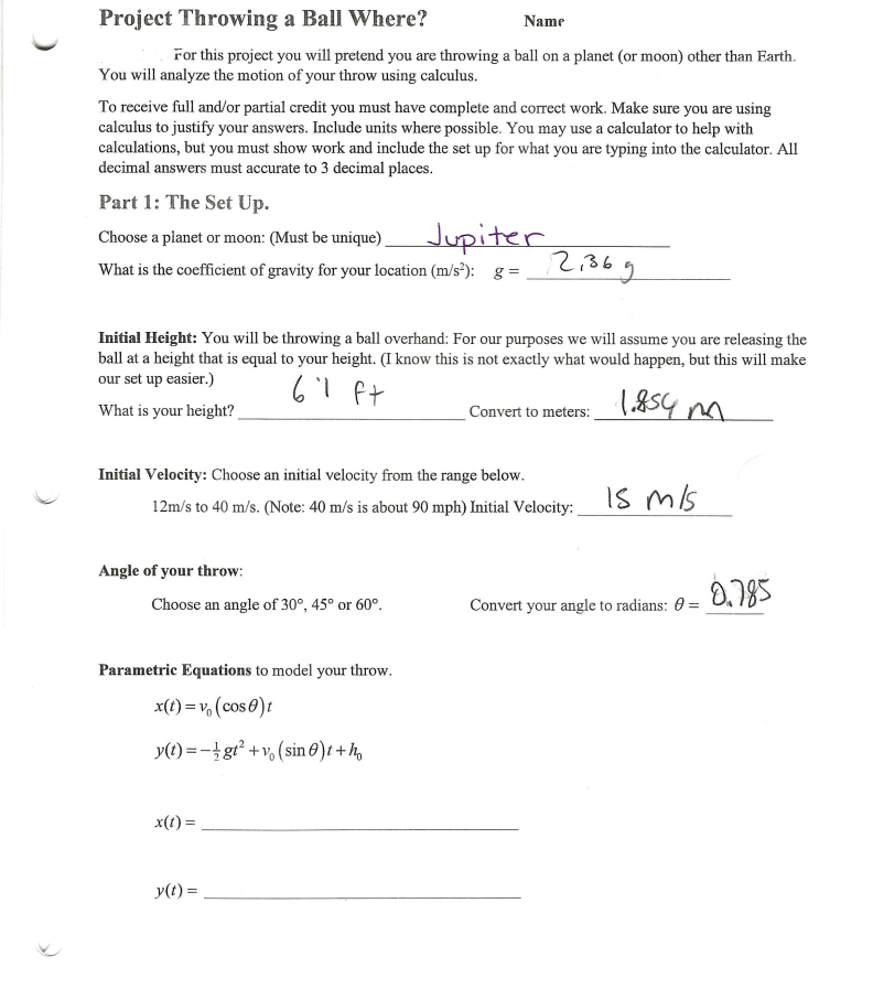 Solved Project Throwing a Ball Where? Name Fror this | Chegg.com