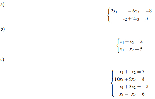 Solved For each of the following linear systems, determine | Chegg.com