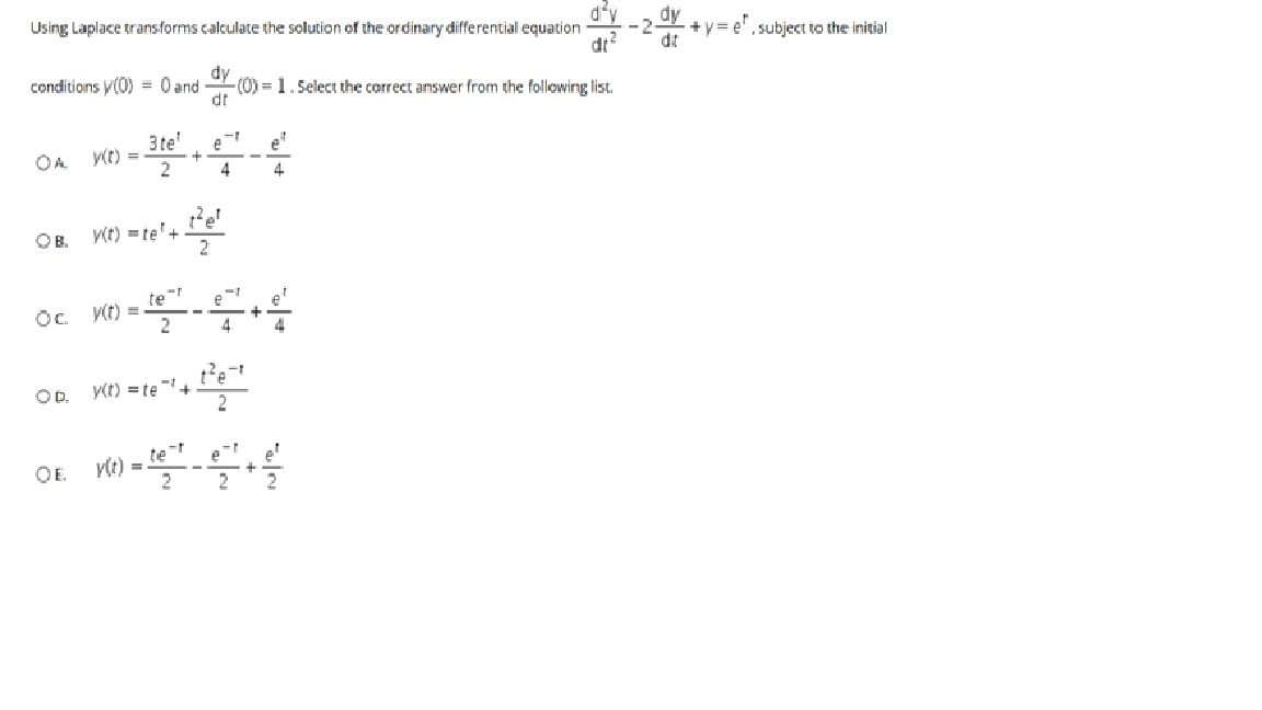 Solved Using Laplace transforms calculate the solution of | Chegg.com
