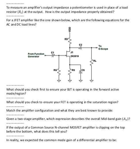 Solved To measure an amplifier's output impedance a | Chegg.com